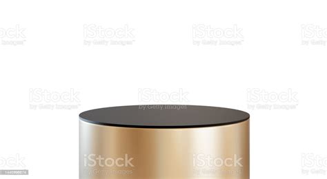 흰색 배경에 격리된 황금 연단 제품 화장품 프리젠 테이션을위한 우아한 무대 럭셔리 모형 미용 제품을 위한 받침대 또는 플랫폼 빈