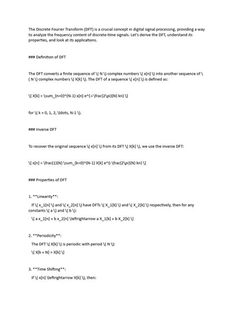 Dft Pdf Discrete Fourier Transform Fast Fourier Transform