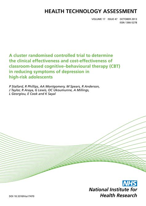Pdf A Cluster Randomised Controlled Trial To Determine The