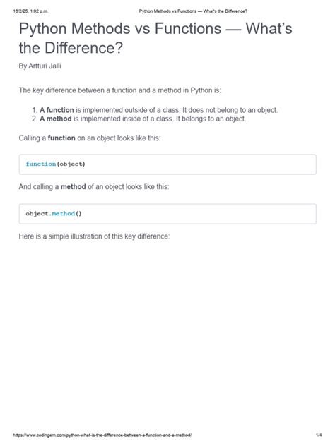 Python Methods Vs Functions Whats The Difference Pdf Method