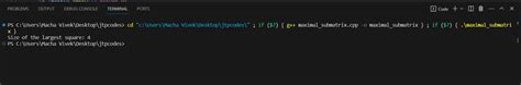 maximum size square sub matrix with all 1s in c tpoint tech