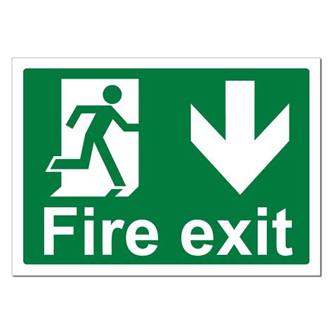 Fire Exit Man And Arrow Down Safety Sign Sg World