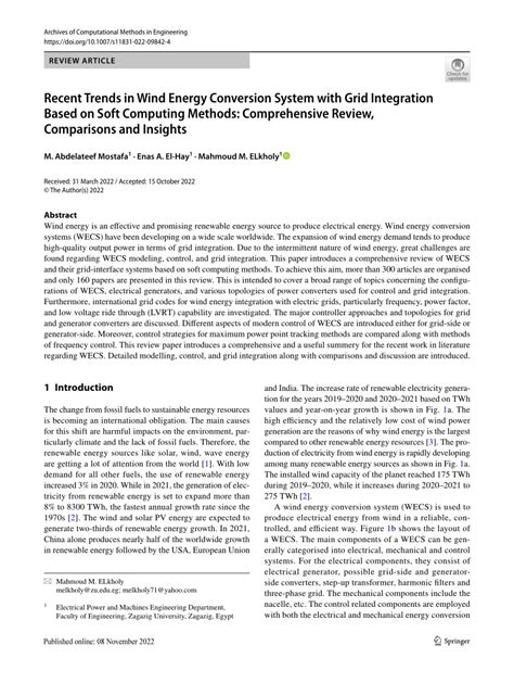 Pdf Recent Trends In Wind Energy Conversion System With Grid Integration Based On Soft