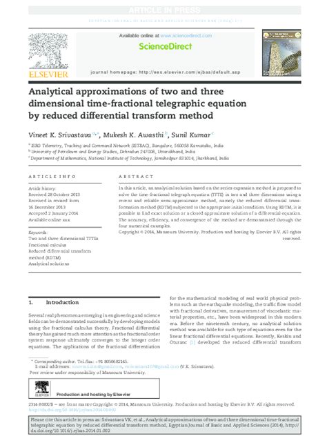 Pdf Analytical Approximations Of Two And Three Dimensional Time Fractional Telegraphic