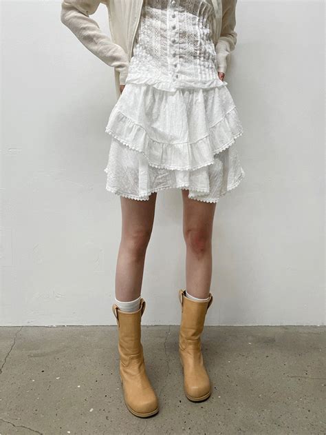 발레코어룩 루루 레이스 펀칭 캉캉 미니스커트