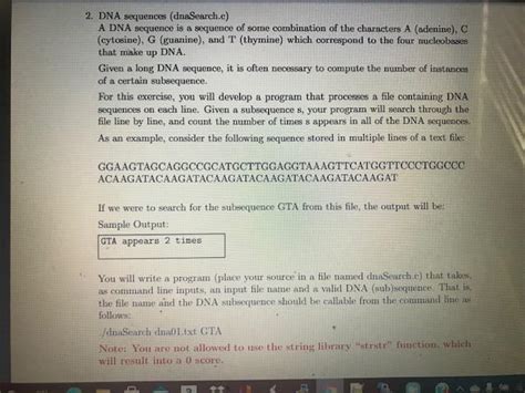 Solved 2 DNA Sequences DneSearch C A DNA Sequence Is A Chegg Com