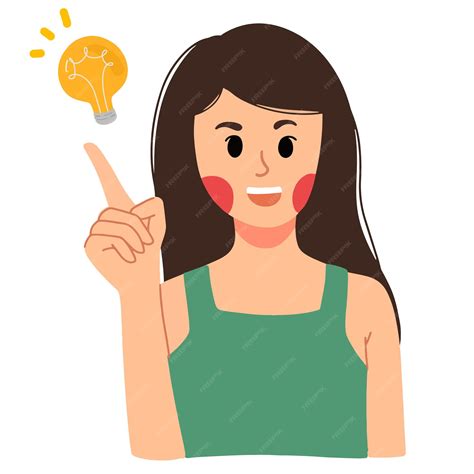 Mujer Con Gesto De Un Buena Idea Con Foco Ilustración Vector
