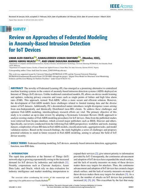 Pdf Review On Approaches Of Federated Modeling In Anomaly Based Intrusion Detection For Iot