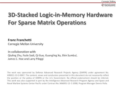 pdf 3d stacked logic in memory hardware for sparse matrix carnegie mellon 3d stacked