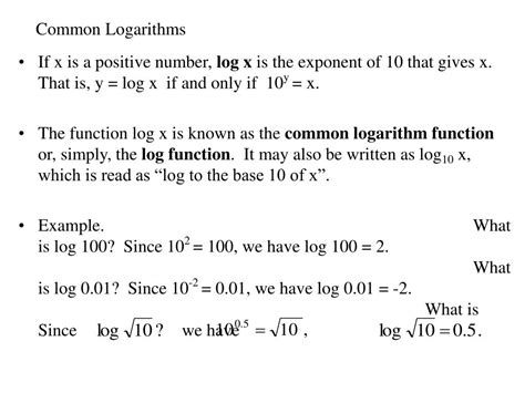 PPT Common Logarithms PowerPoint Presentation Free Download ID 243756