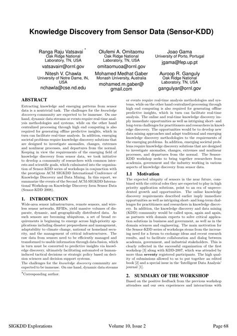Pdf Knowledge Discovery From Sensor Data Sensorkdd