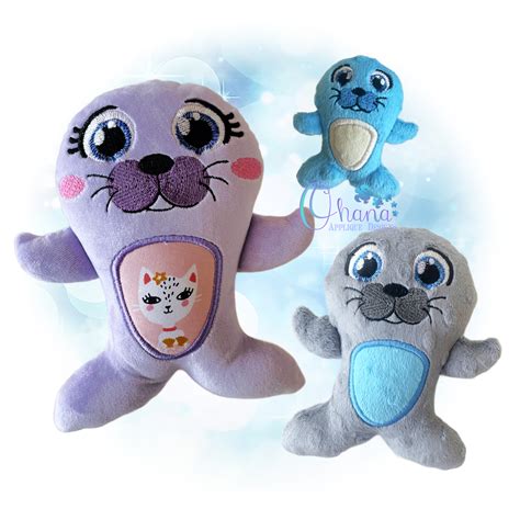 Huggable Seal Stuffie Embroidery Design Ohana Applique Designs