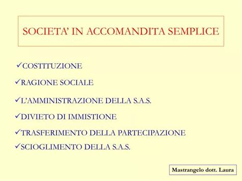 Ppt Societa In Accomandita Semplice Powerpoint Presentation Free