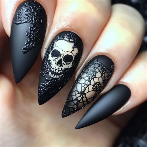 Hauntingly Beautiful Skull Inspired Halloween Nails Skull Nails