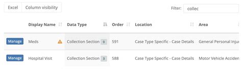 Collection Sections Lead Docket