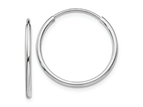 Rhodium Over 14k White Gold Polished 1316 Endless Tube Hoop Earrings
