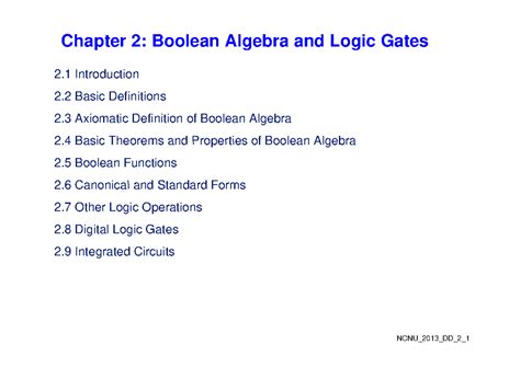 UNIT 2 Digital Logic Design Chapter 2 Boolean Algebra And Logic