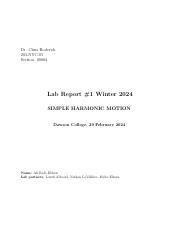 Understanding Simple Harmonic Motion Lab Report And Course Hero