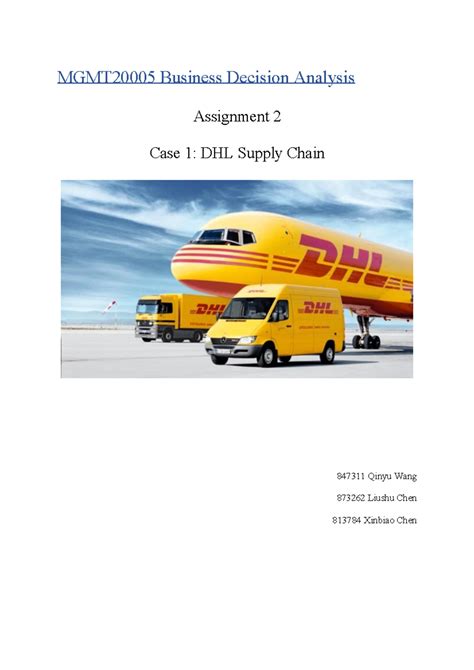 Bda Assignmemt 2 Dhl Mgmt20005 Business Decision Analysis Assignment 2 Case 1 Dhl Supply