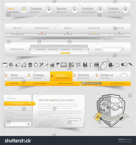 Web Design Navigation Set Icons Set Stock Vector Royalty Free 82094959