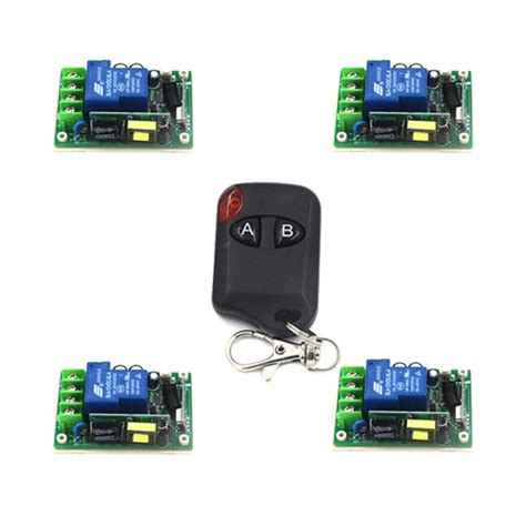 High Power 100M 80V 250V 30A 3000W 4 RF Wireless Remote Control Switch And 1 Remote System 4119