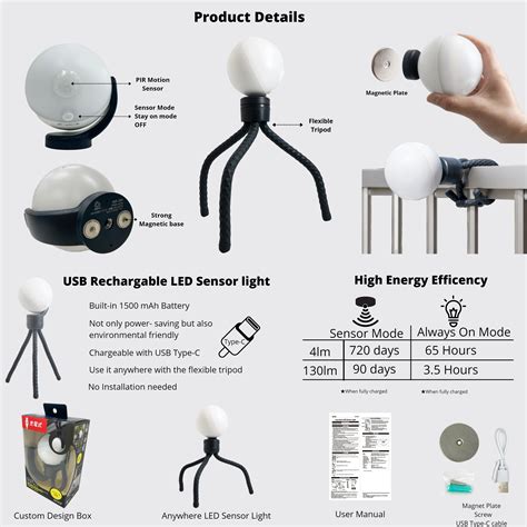 Rechargeable Led Security Lights Motion Sensor Light Outdoor Ip65