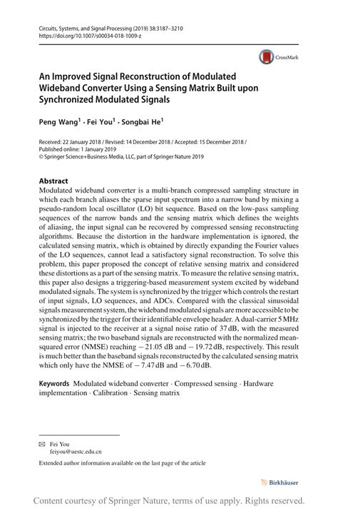 An Improved Signal Reconstruction Of Modulated Wideband Converter Using A Sensing Matrix Built