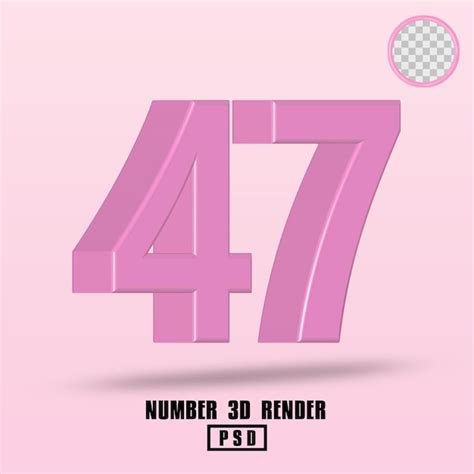 Premium Psd 3d Render Number 47 Pink Color