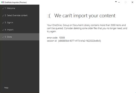 OneNote Importer Error Code 10008 Microsoft Community