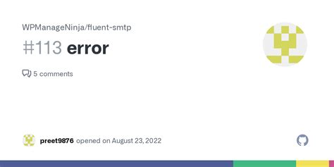 Error · Issue 113 · Wpmanageninjafluent Smtp · Github