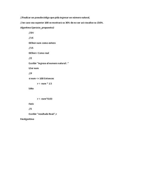 Realizar Un Pseudocódigo Que Pida Ingresar Un Número Natural Pdf