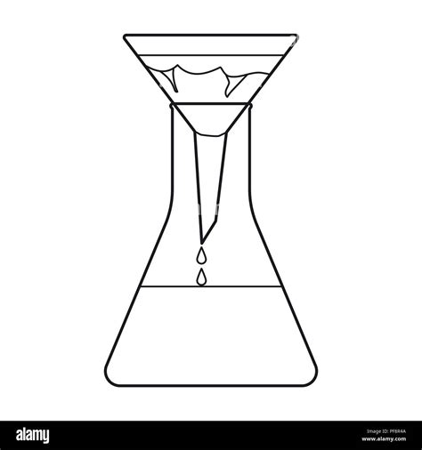 Filtration Of Water Solution In A Conical Flask Icon In Outline Design Isolated On White