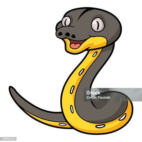Kartun Python Titanium Platinum Reticulated Lucu Ilustrasi Stok Unduh Gambar Sekarang Alam