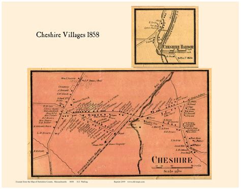 Cheshire Harbor And Cheshire Villages Massachusetts 1858 Old Town Map Custom Print Berkshire