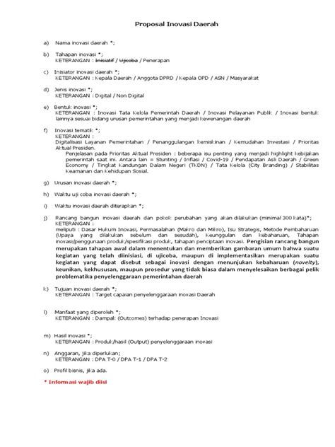 Proposal Dan Satuan Inovasi Daerah Format 2023 Pdf