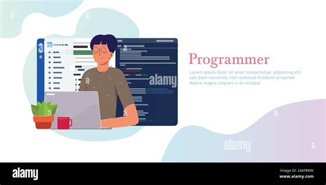 Programmer Working Writing Code On Laptop With Line Of Code Programming