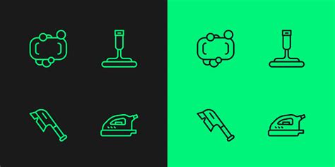 세트 라인 전기 다리미 청소용 브러시 비누 바 및 고무 클리너 창 아이콘 벡터 가사 집안일에 대한 스톡 벡터 아트 및 기타 이미지 가사 집안일 가정 생활 건강 진단