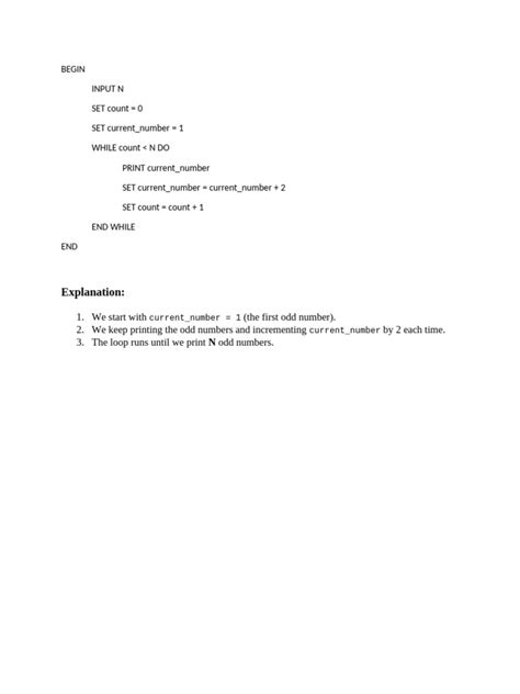 To Print N Odd Numbers Pdf