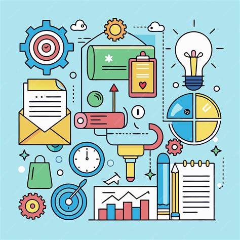 Colorful Line Art Illustration Of Business Strategy Premium Ai Generated Vector