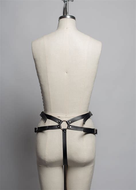 Apatico Double Strap Harness Thong Leather Gothic Buckles