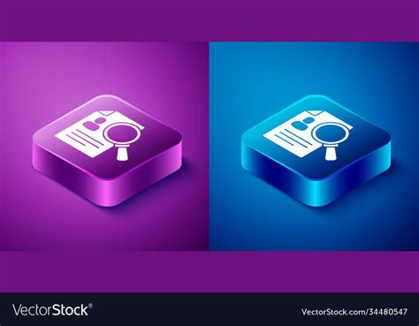 Isometric Document Paper Analysis Magnifying Vector Image