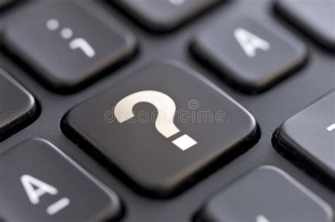 Black Computer Keyboard Key With Question Mark Sign Online Communication Faq Concept Stock