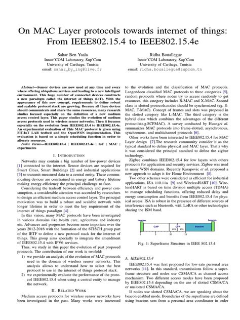 Iot Macprotocal Ieee Paper Internet Of Things Computer Network