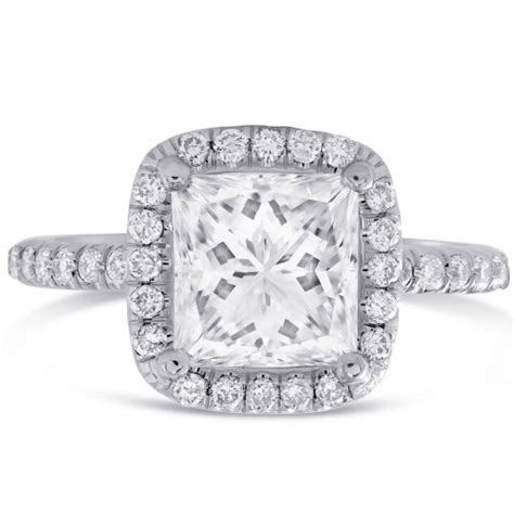 2ct Princess Cut Halo Diamond Engagement Ring Lab Grown P60lg