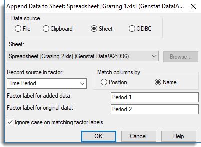 Appending Data To A Spreadsheet Genstat V21