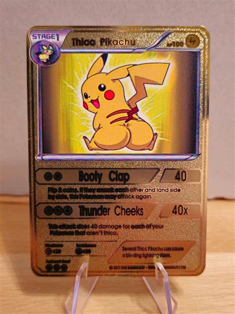 Thicc Pikachu Thunder Cheeks I Choose You Valentines Day Gold Metal