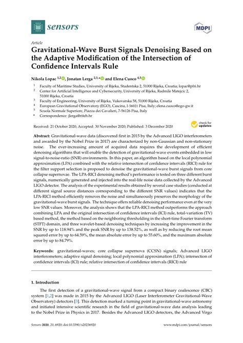Pdf Gravitational Wave Burst Signals Denoising Based On The Adaptive Modification Of The