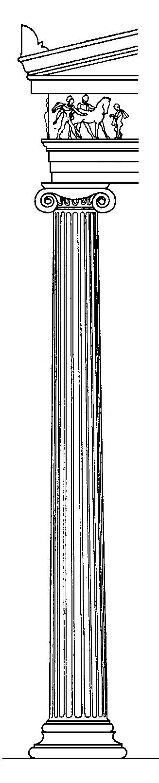 Ionic Order Architecture Set Of Four Ionic Columns In Painted Plaster