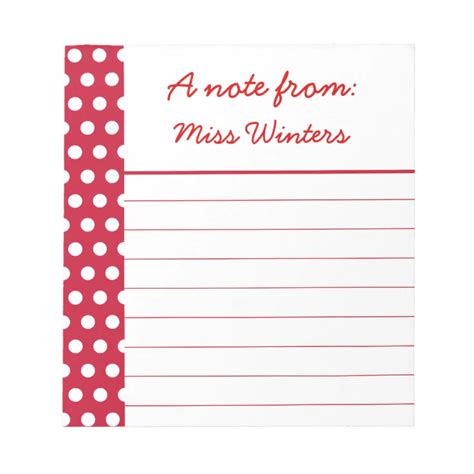 Personalized Teachers Red Dots Notepad T Zazzle