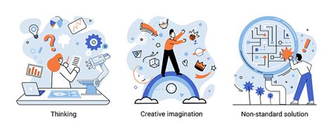 창의적 사고 사람들은 다른 정신적 사고 방식 유형 또는 모델 창조적 상상력이 풍부한 논리적 및 구조적 사고 교육에 대한 스톡 벡터 아트 및 기타 이미지 Istock